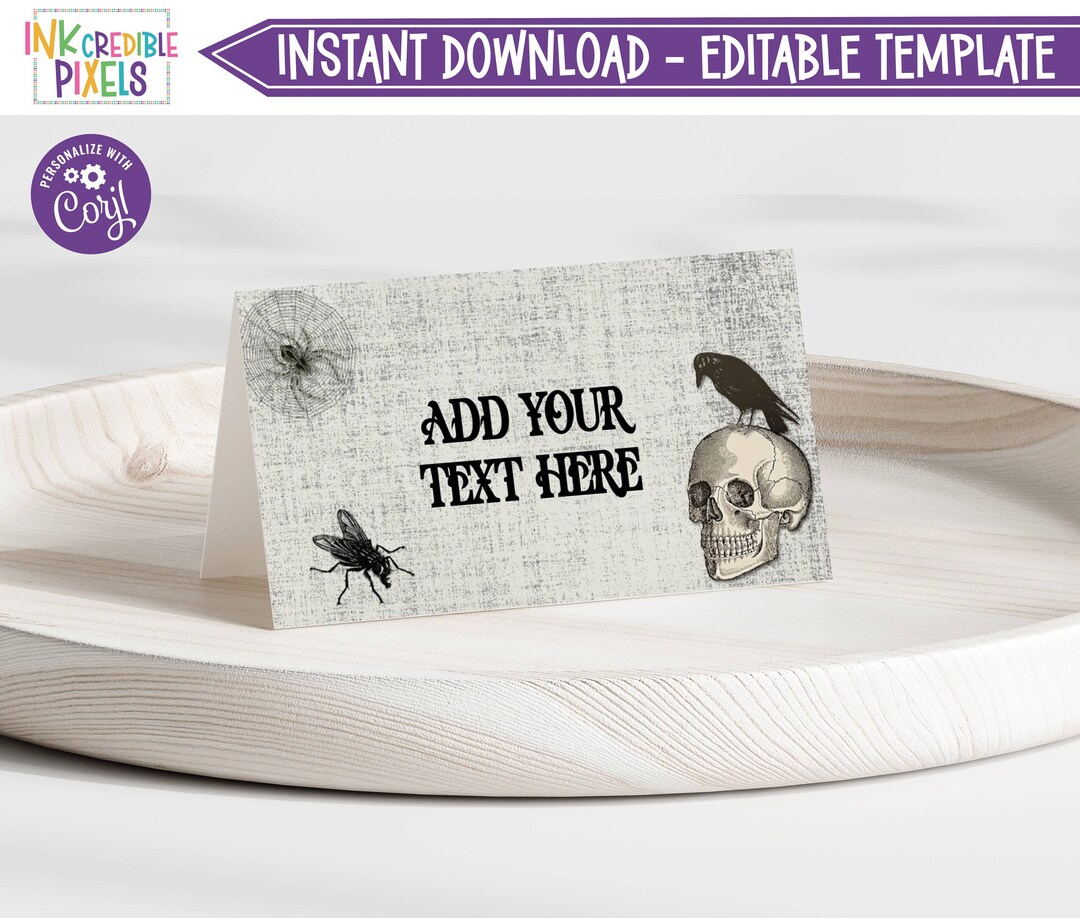 Editable Adult Halloween Food Tag, Food Tent Card, Halloween Party ...
