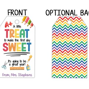 Editable Back to School Favor Tag, Back to School Treat Tag, Teacher ...