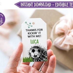 Printable Soccer Birthday Party Favor Tag, Soccer Favor Tag, Football ...