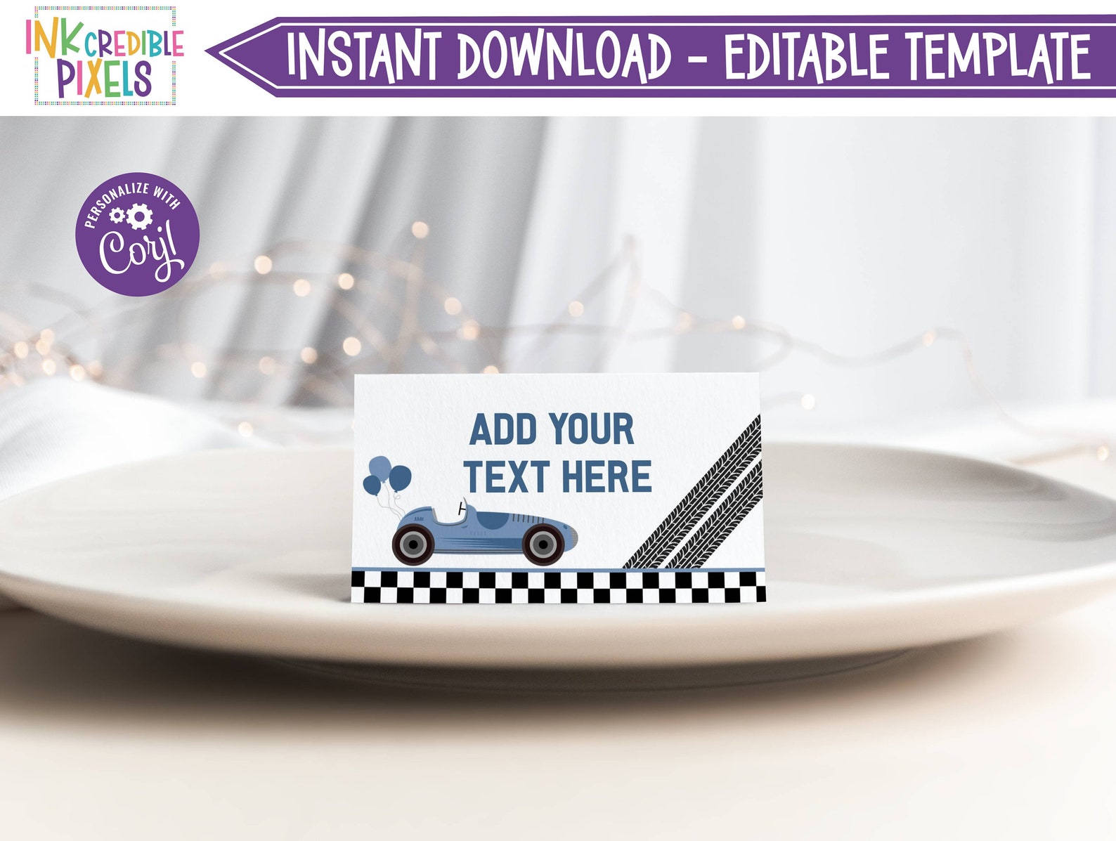 Editable Race Car Birthday Food Tent Card, Racing Car Food Label, Place ...