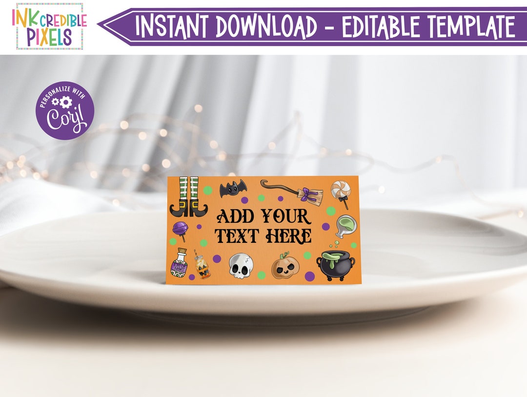 Editable Halloween Birthday Food Tent Card, Halloween Party Buffet Food ...