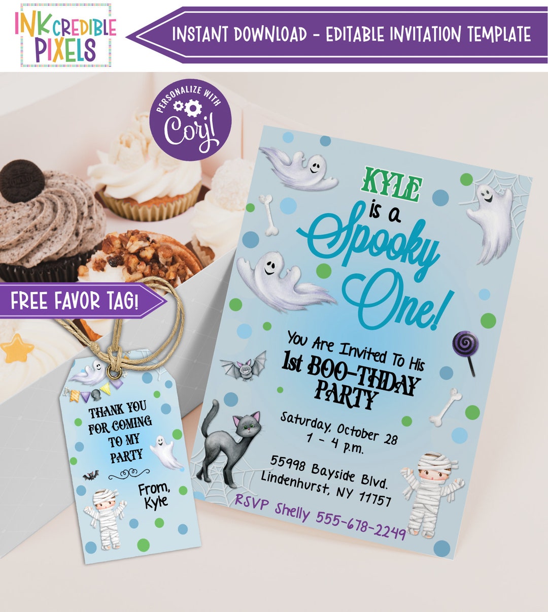 Editable Spooky One Halloween 1st Birthday Party Invitation, Spooky One ...
