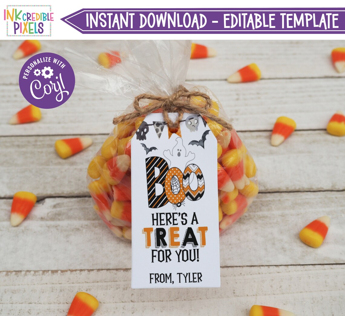 Editable Halloween Tag, Printable Halloween Treat Tag, Boo Ghost Tag ...