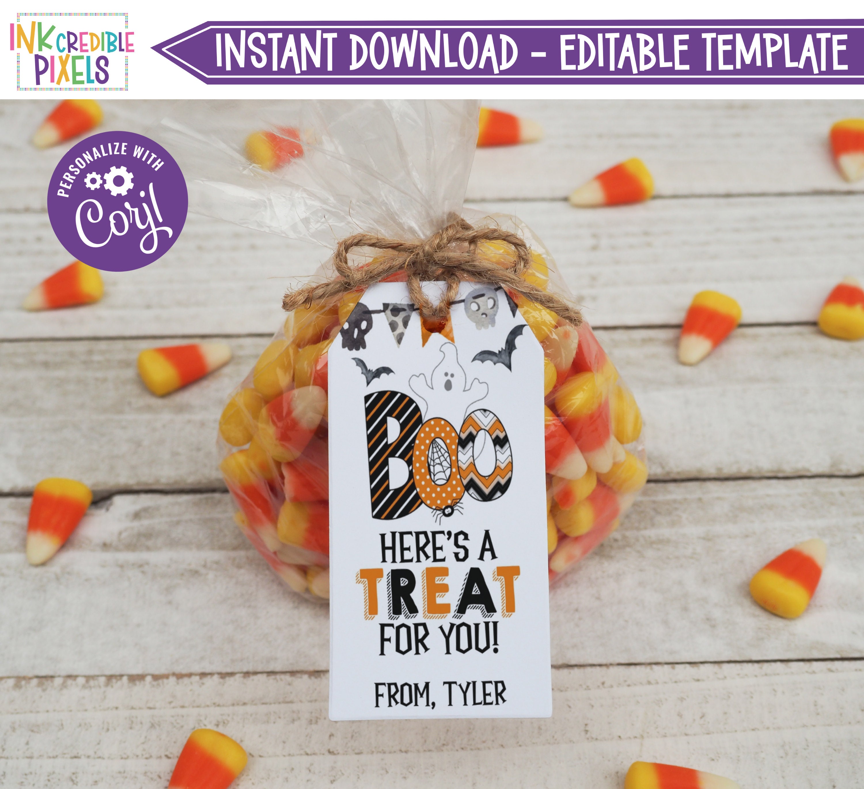 Editable Halloween Tag, Printable Halloween Treat Tag, Boo Ghost Tag ...