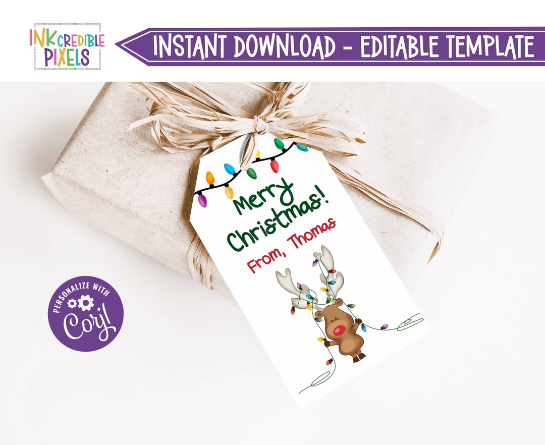 Printable Christmas Reindeer Gift Tag, Reindeer Tag, Reindeer Gift Tag ...