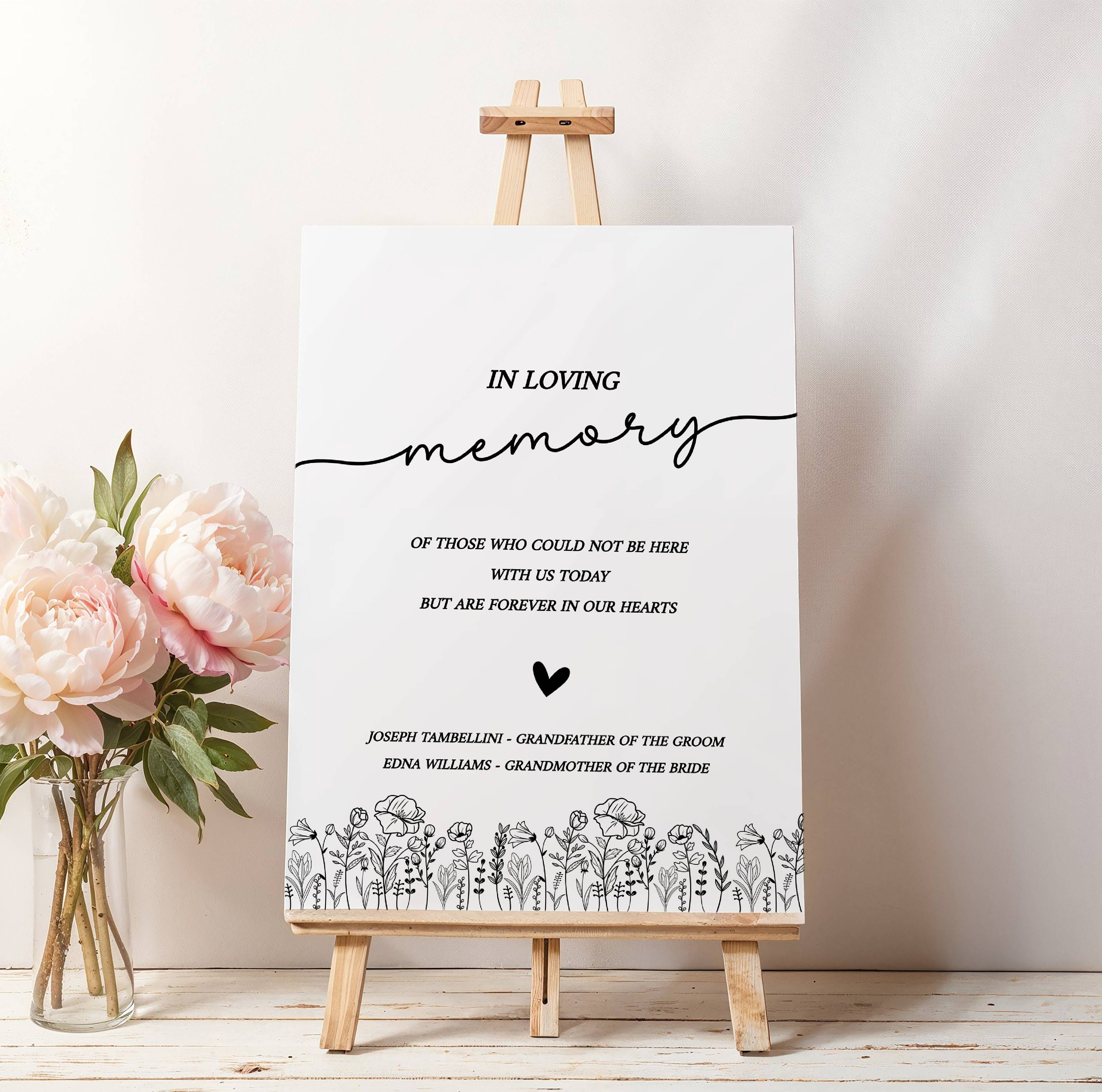Wedding in Loving Memory Sign, Printable in Loving Memory Sign for ...
