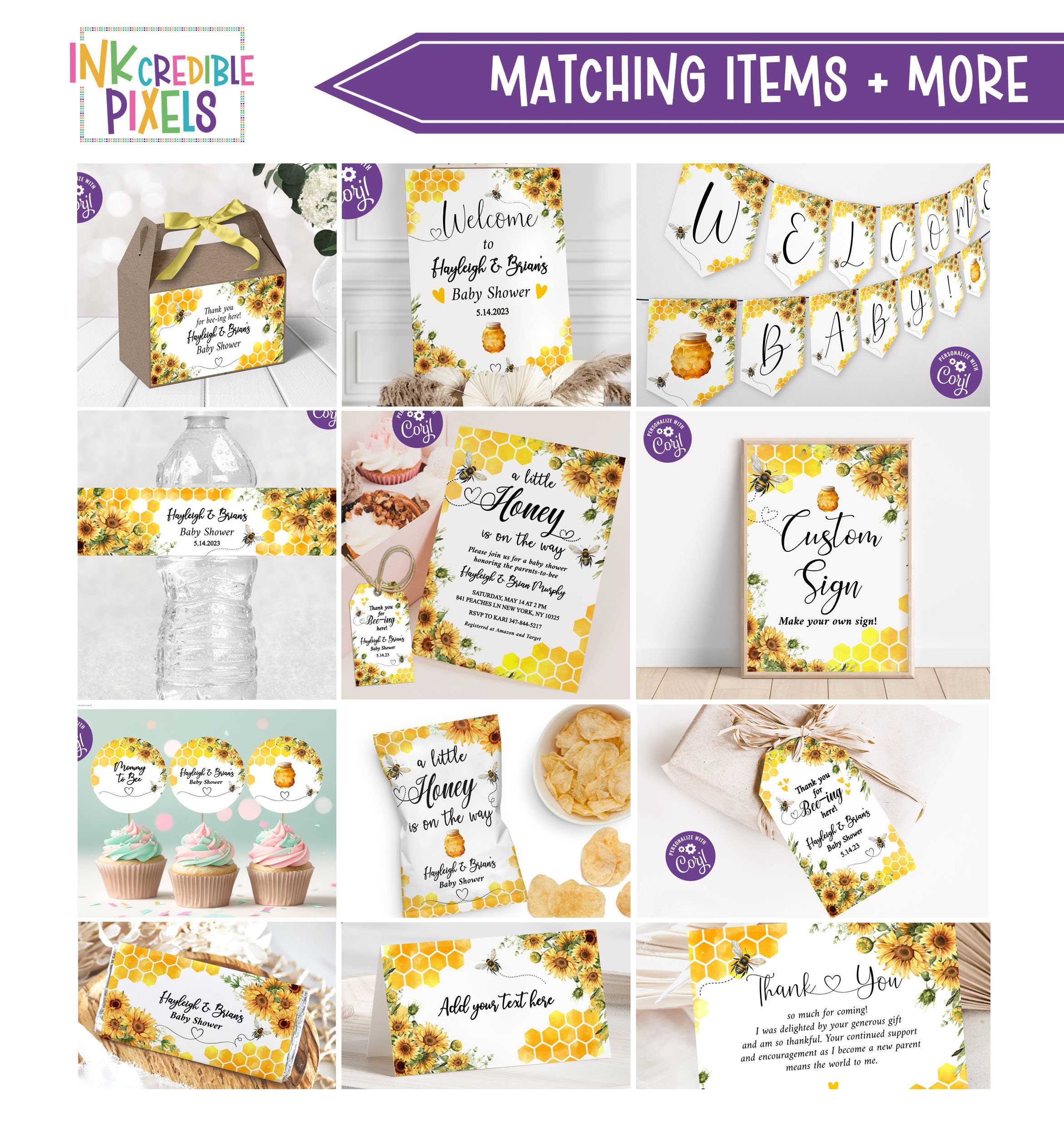 Editable Bee Welcome Sign, Bee Birthday Welcome Sign, Baby Shower Party ...