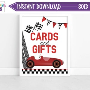 Printable Two Fast Race Car Cards and Gifts Sign, Race Car Birthday ...