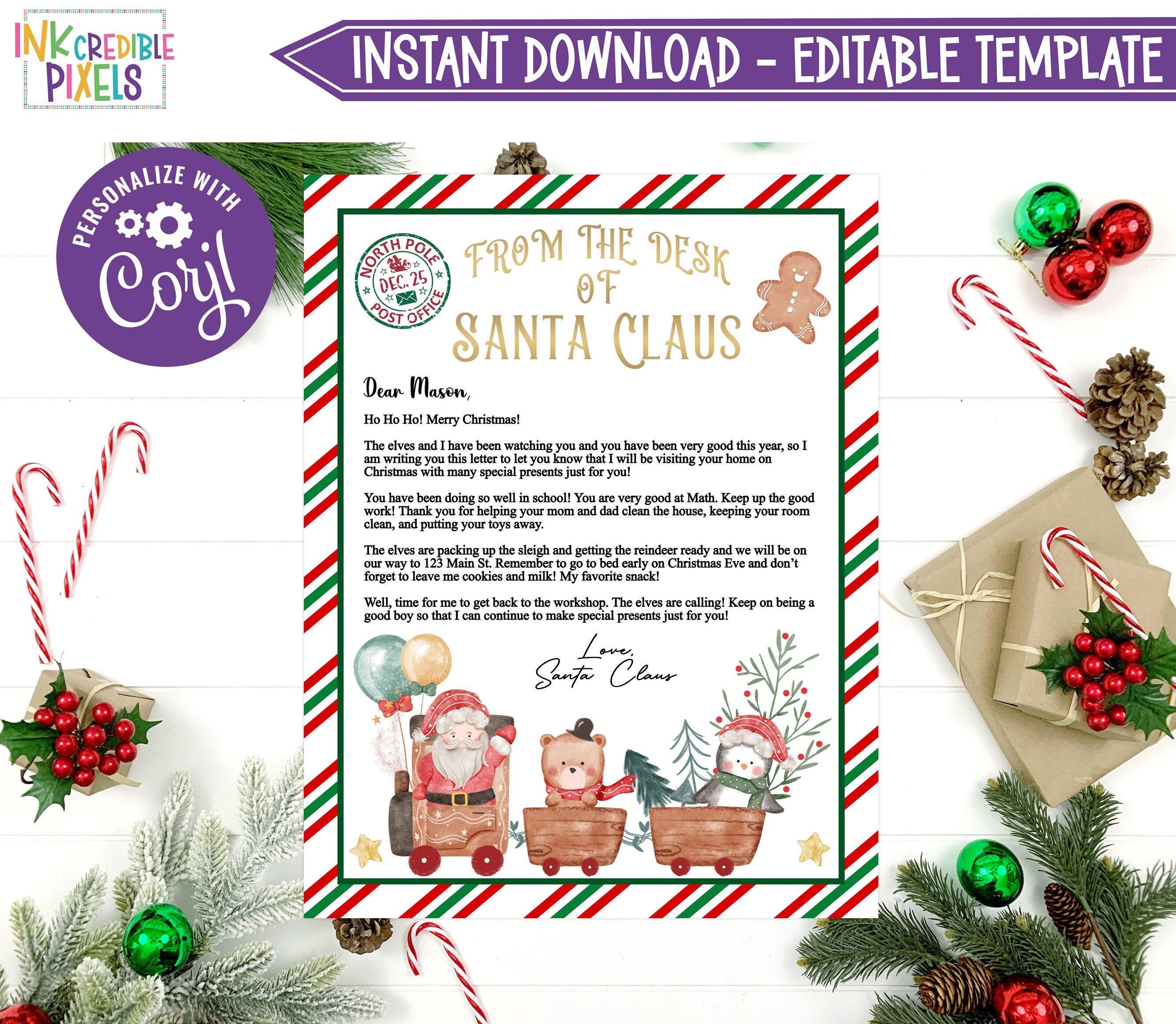Editable Letter From Santa Official Letter From Santa Claus Greeting Letter From Santa
