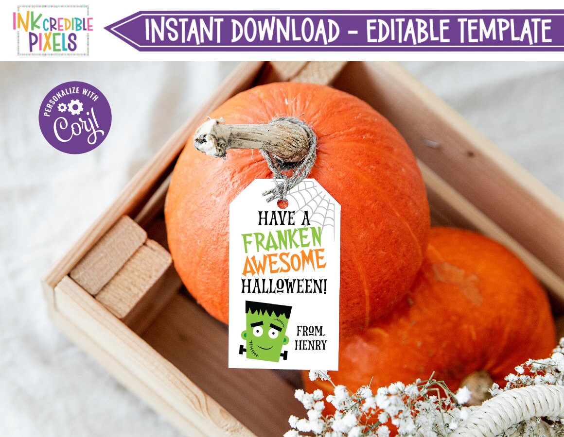 Editable Halloween Favor Tag, Printable Halloween Treat Tag ...