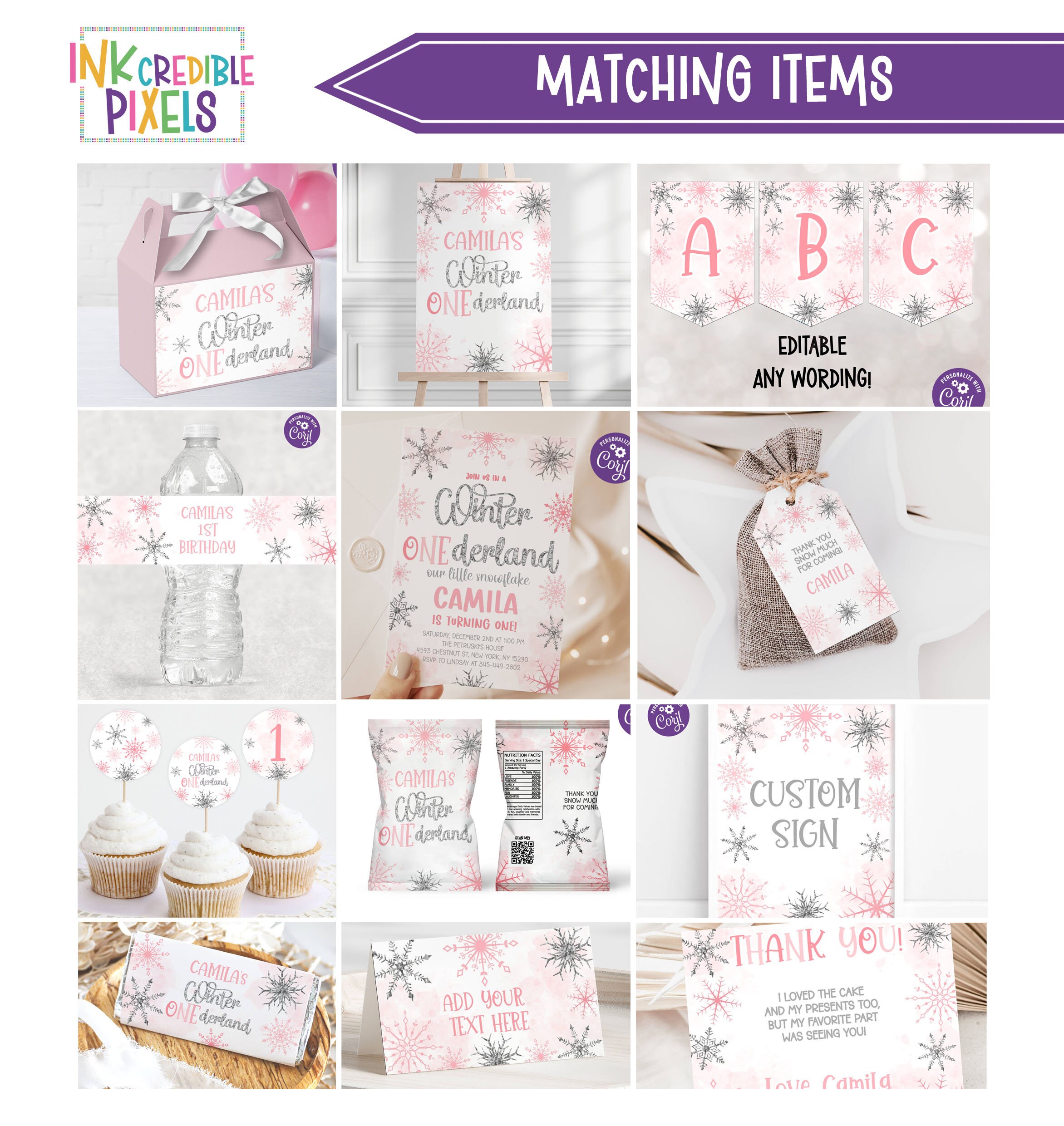 Printable Winter Onederland Candy Bar Wrapper, Chocolate Bar Wrapper ...