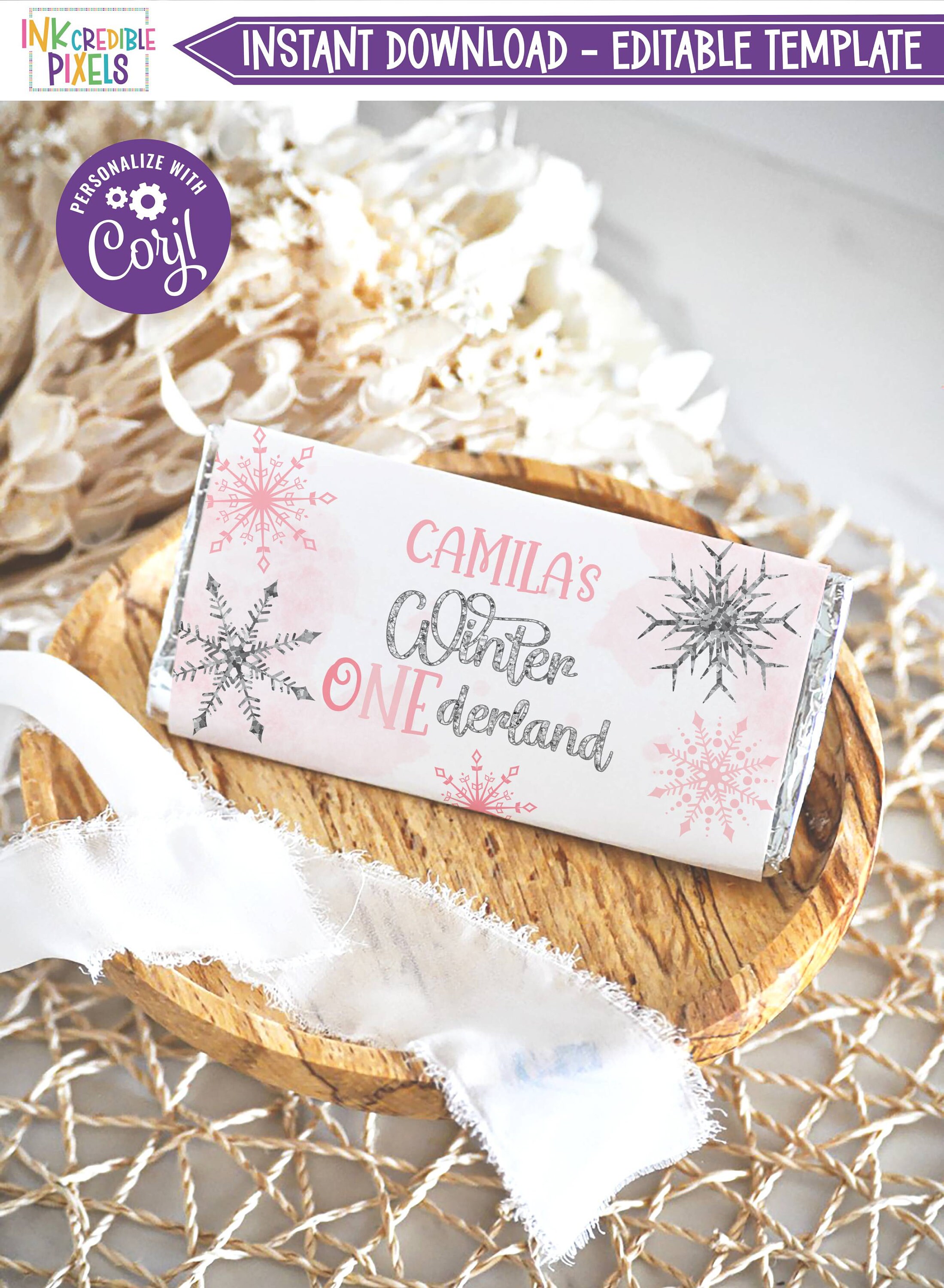 Printable Winter Onederland Candy Bar Wrapper, Chocolate Bar Wrapper ...