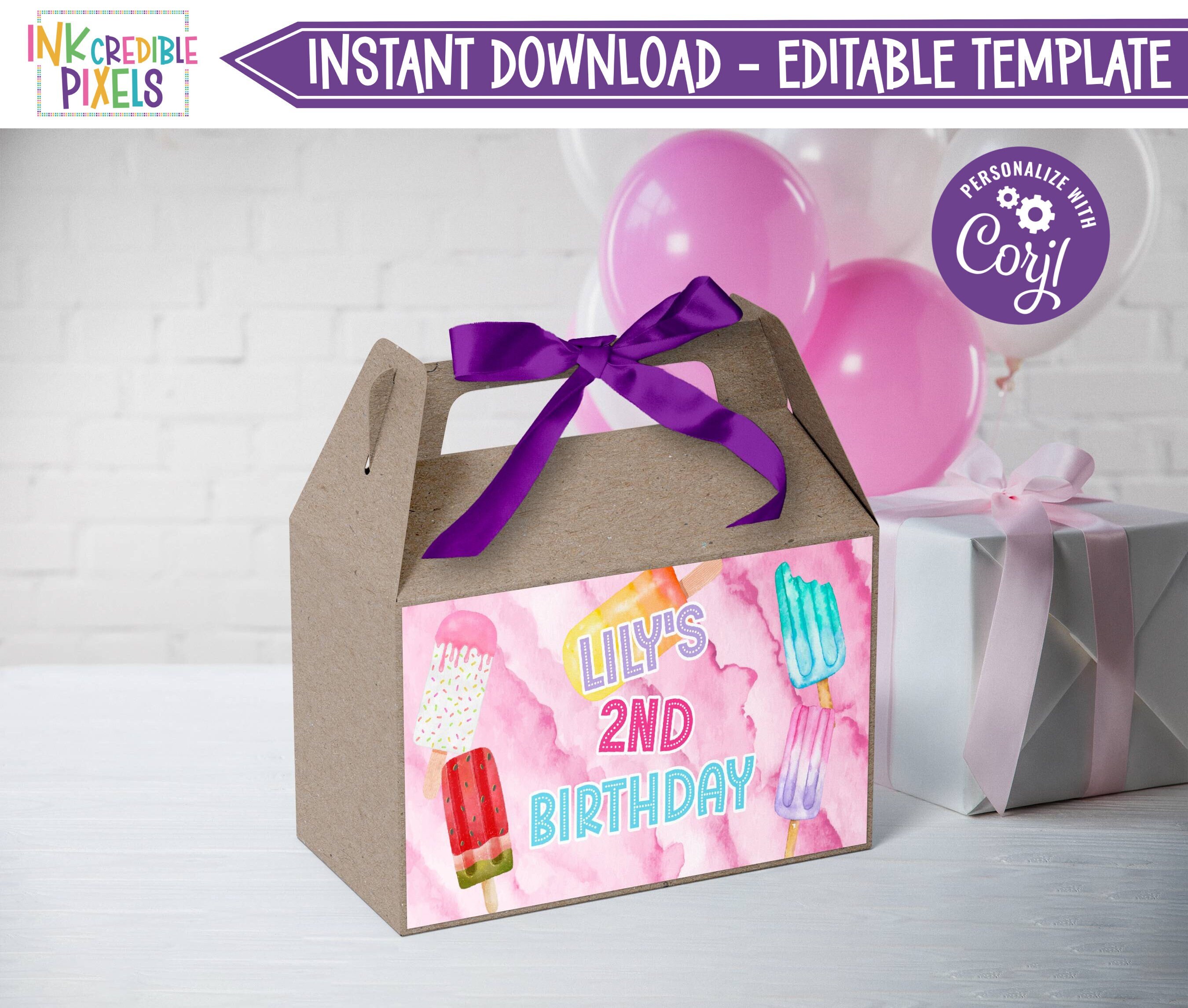 Editable Popsicle Gable Box Label Gable Box Favor Label T Box