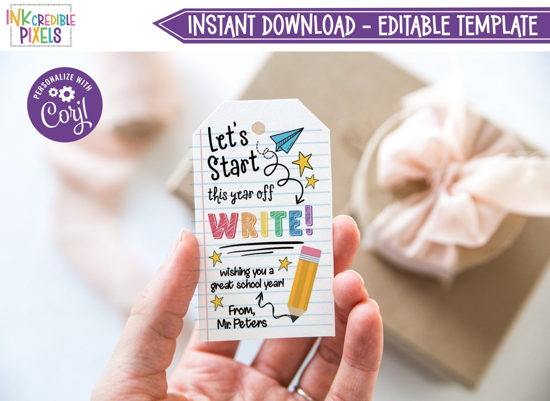 Editable Back to School Favor Tag, Back to School Treat Tag, Teacher ...