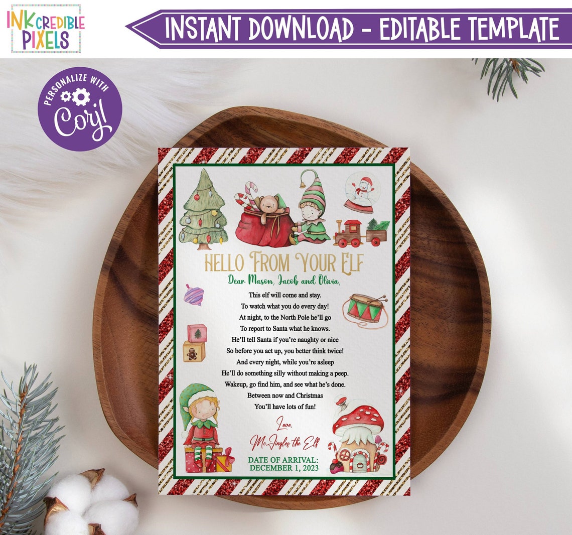 Editable Elf Letter Letter From Elf Printable Elf First - Etsy