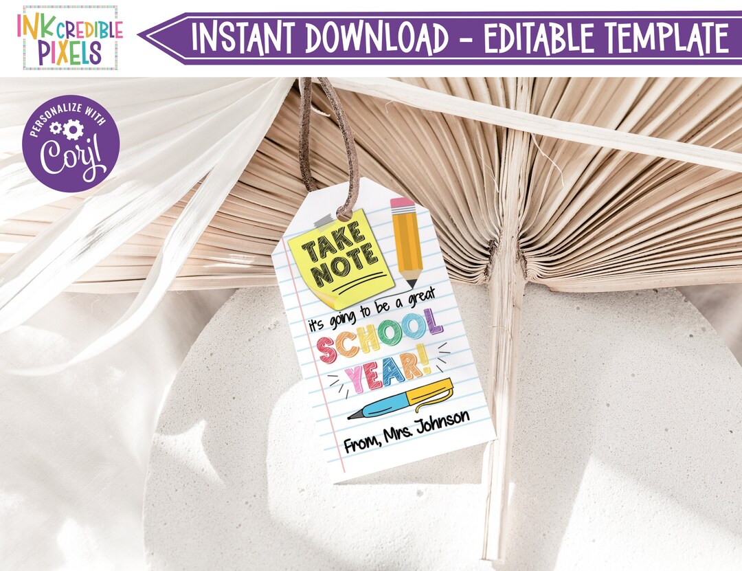 Editable Back to School Favor Tag, Back to School Treat Tag, First Day ...