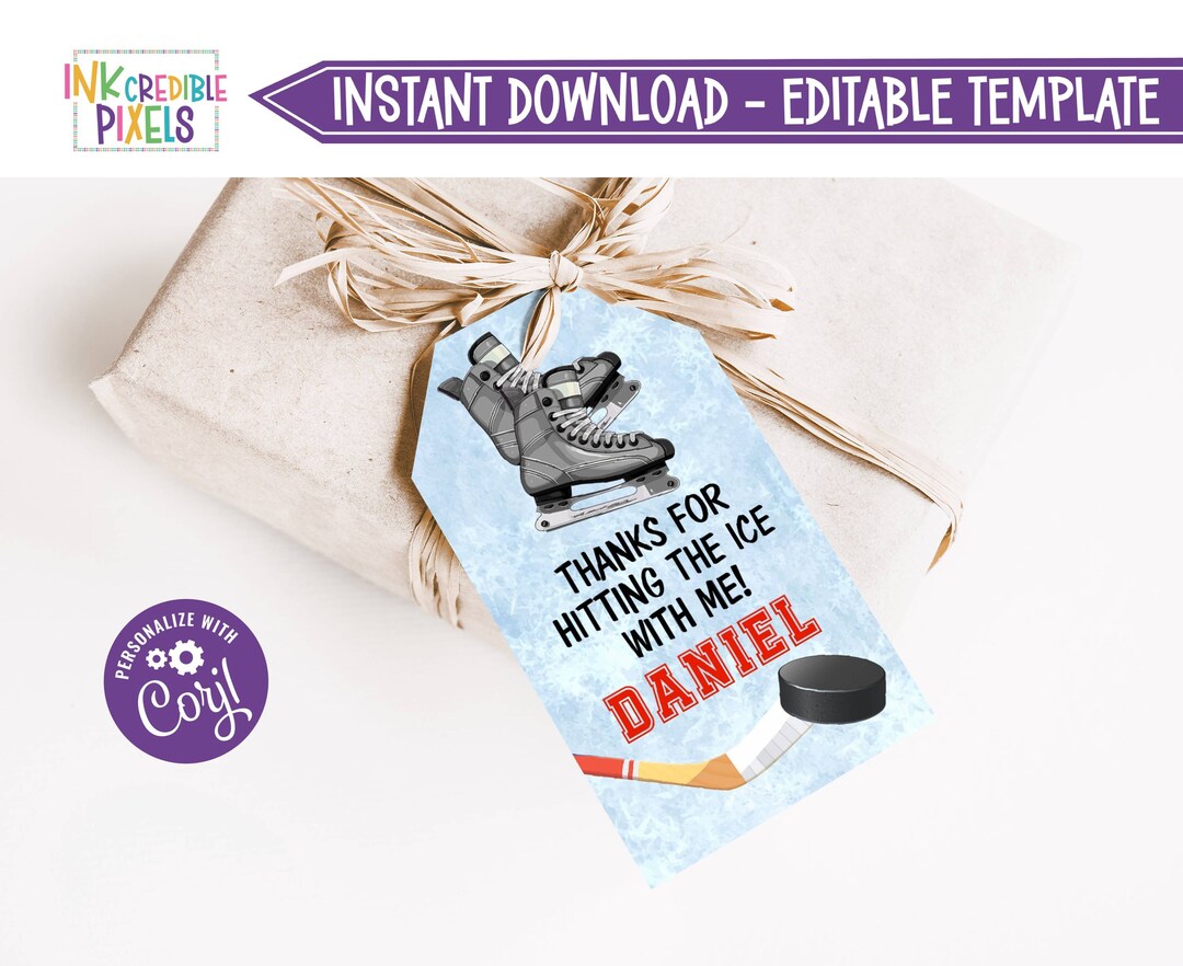 Printable Hockey Birthday Party Favor Tag, Ice Hockey Favor Tag, Hockey ...