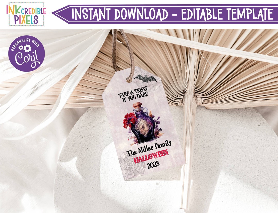 Editable Halloween Potion Tag, Halloween Treat Tag, Halloween Potion ...