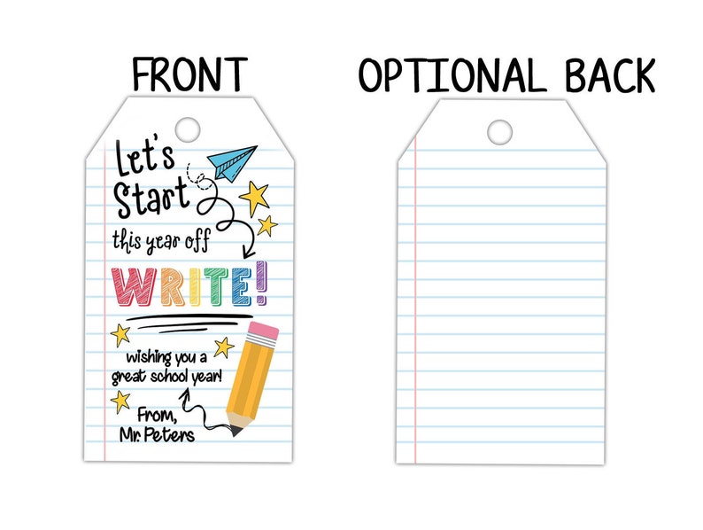 Editable Back to School Favor Tag, Back to School Treat Tag, Teacher ...