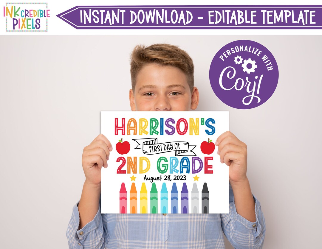 Editable First Day of School Sign, 1st Day of School Printable Sign ...