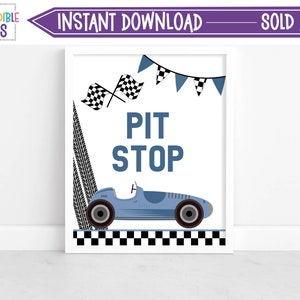 Printable Two Fast Race Car Pit Stop Sign, Race Car Birthday Sign, Race ...
