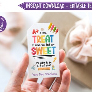 Editable Back to School Favor Tag, Back to School Treat Tag, Teacher ...
