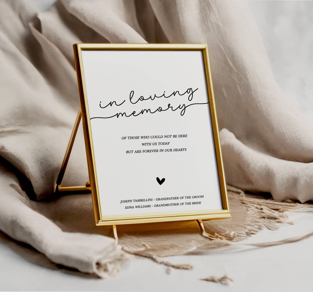 Wedding in Loving Memory Sign, Printable in Loving Memory Sign for ...