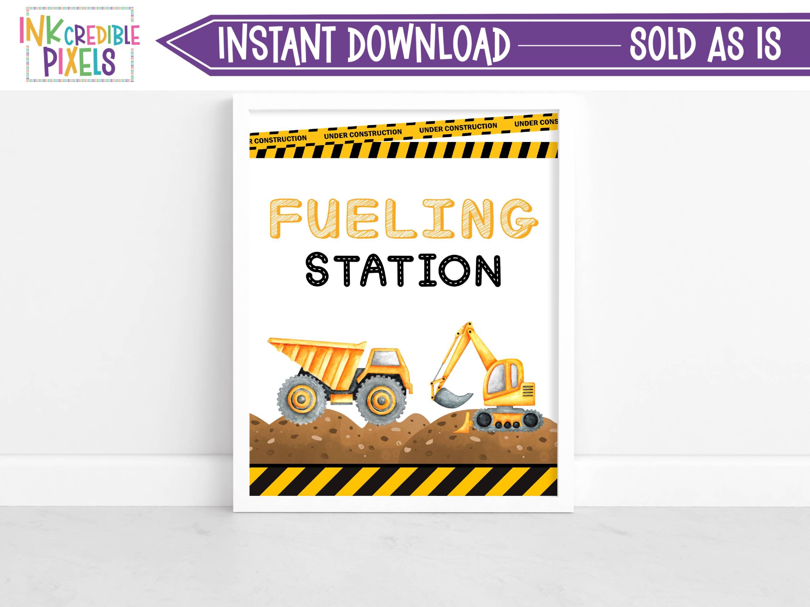 Printable Construction Party Fueling Station Sign - Etsy
