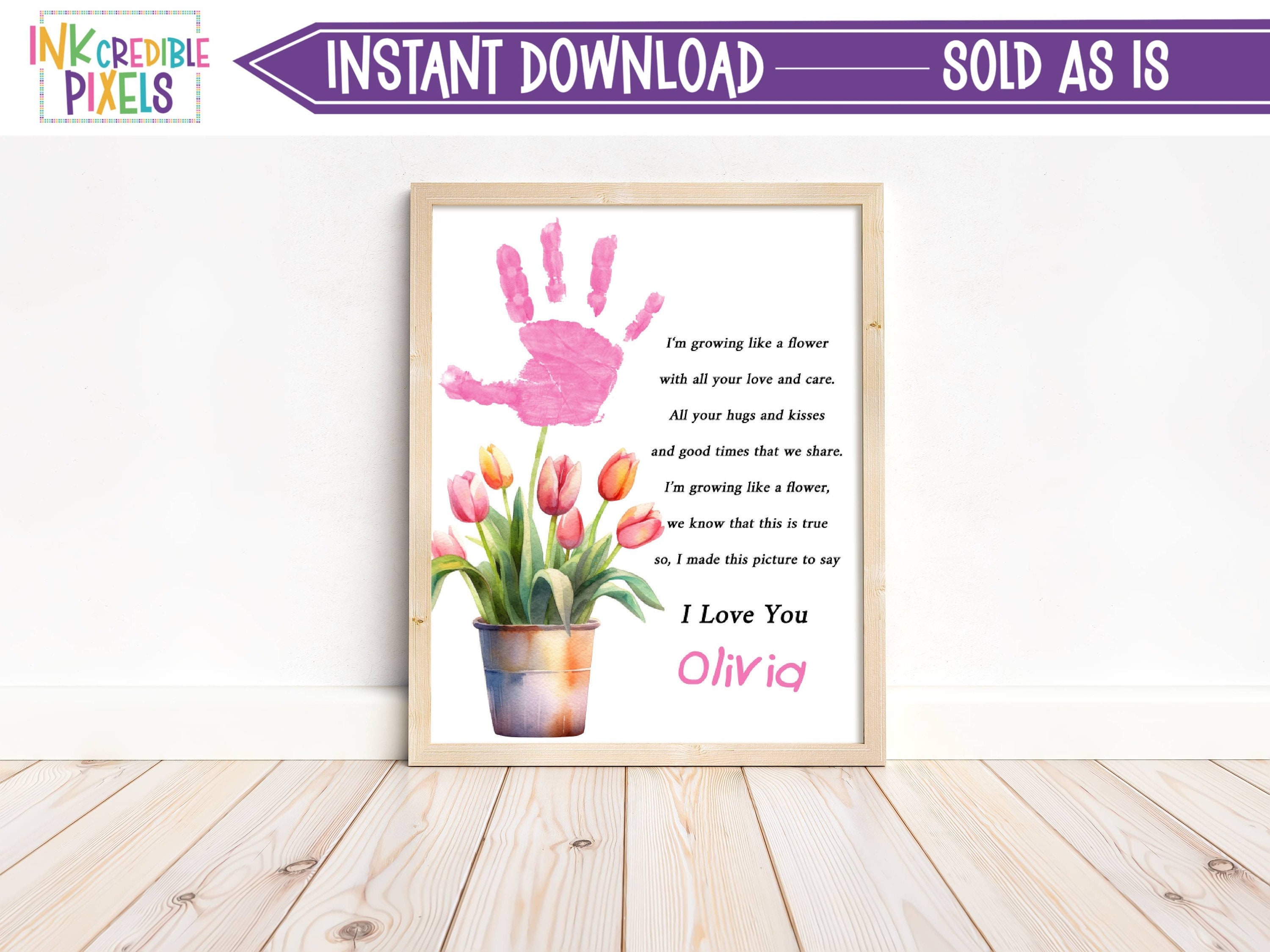 Mother's Day Handprint Tulip Art, Mother's Day Gift, Gift for Mom ...