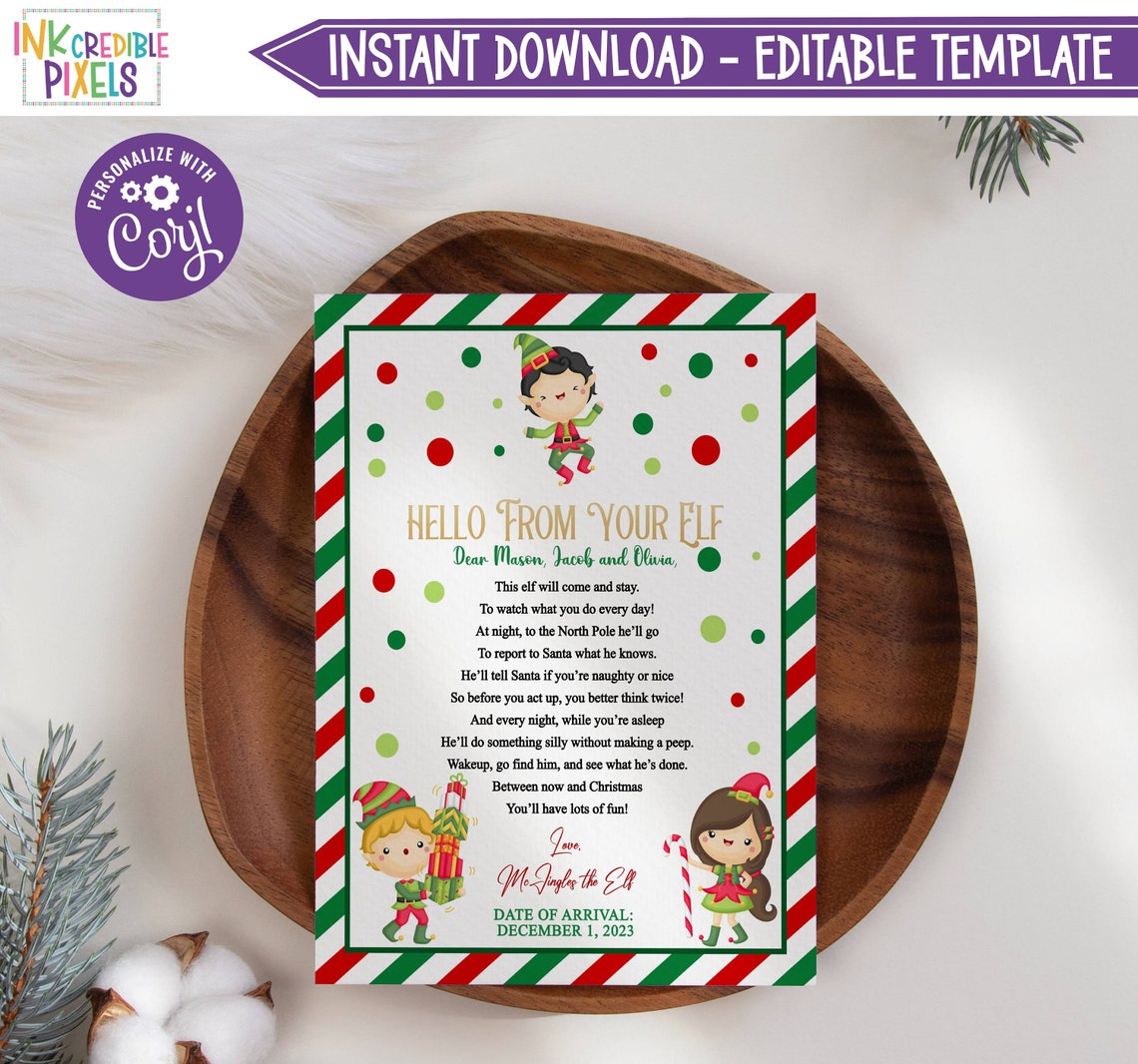 Editable Elf Letter, Letter From Elf, Printable Elf First Arrival ...