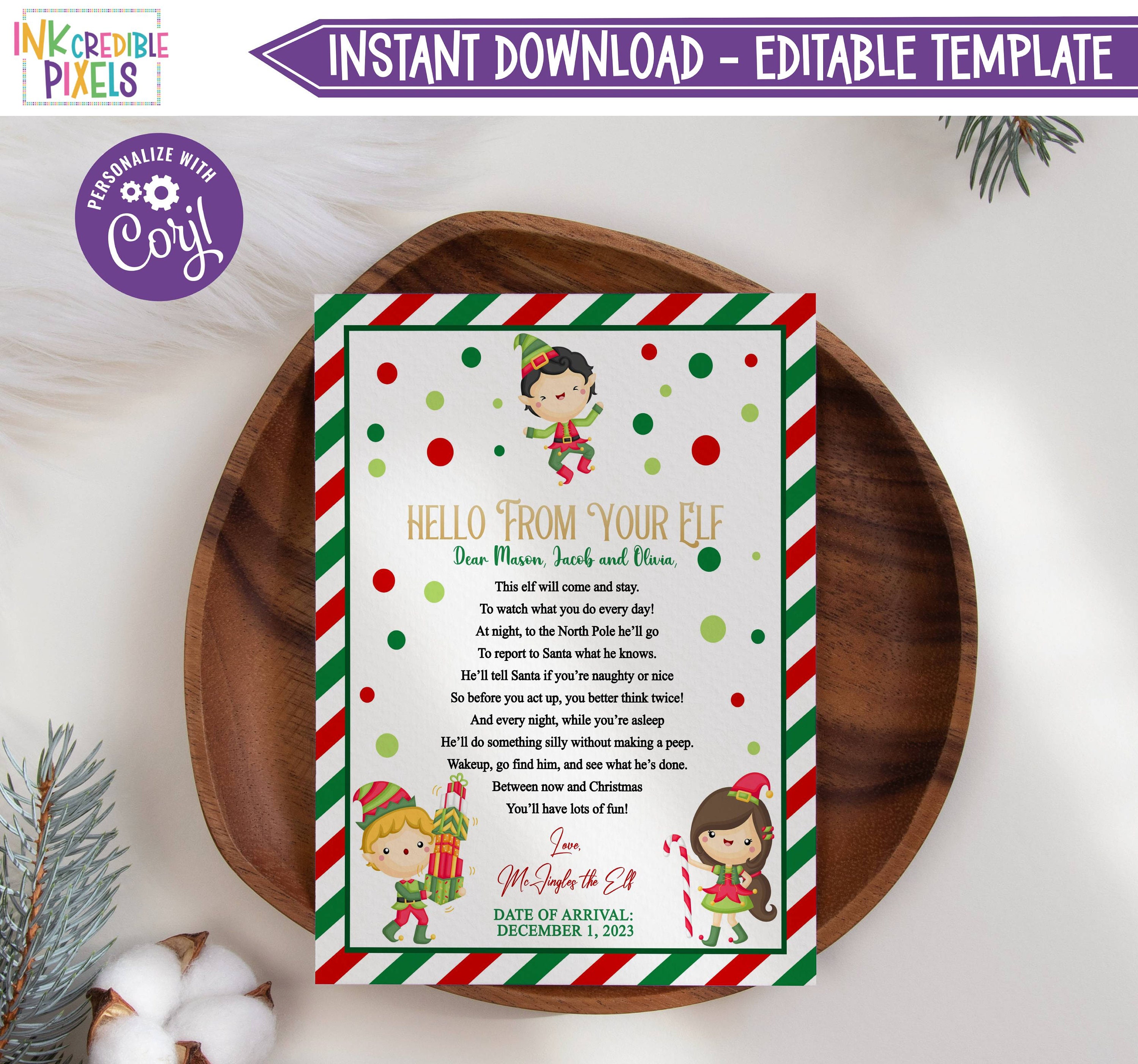 Editable Elf Letter, Letter From Elf, Printable Elf First Arrival ...