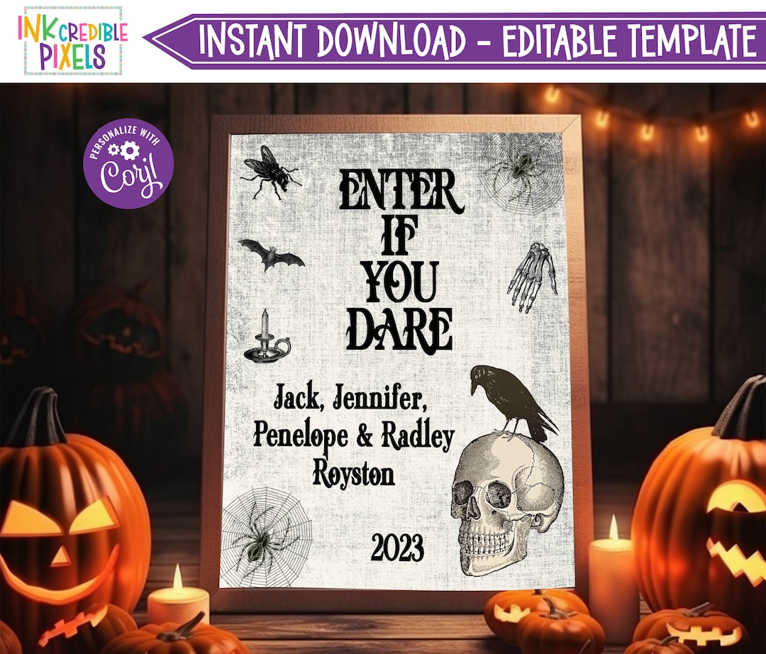 Editable Halloween Party Welcome Sign, Adult Halloween Welcome Sign ...