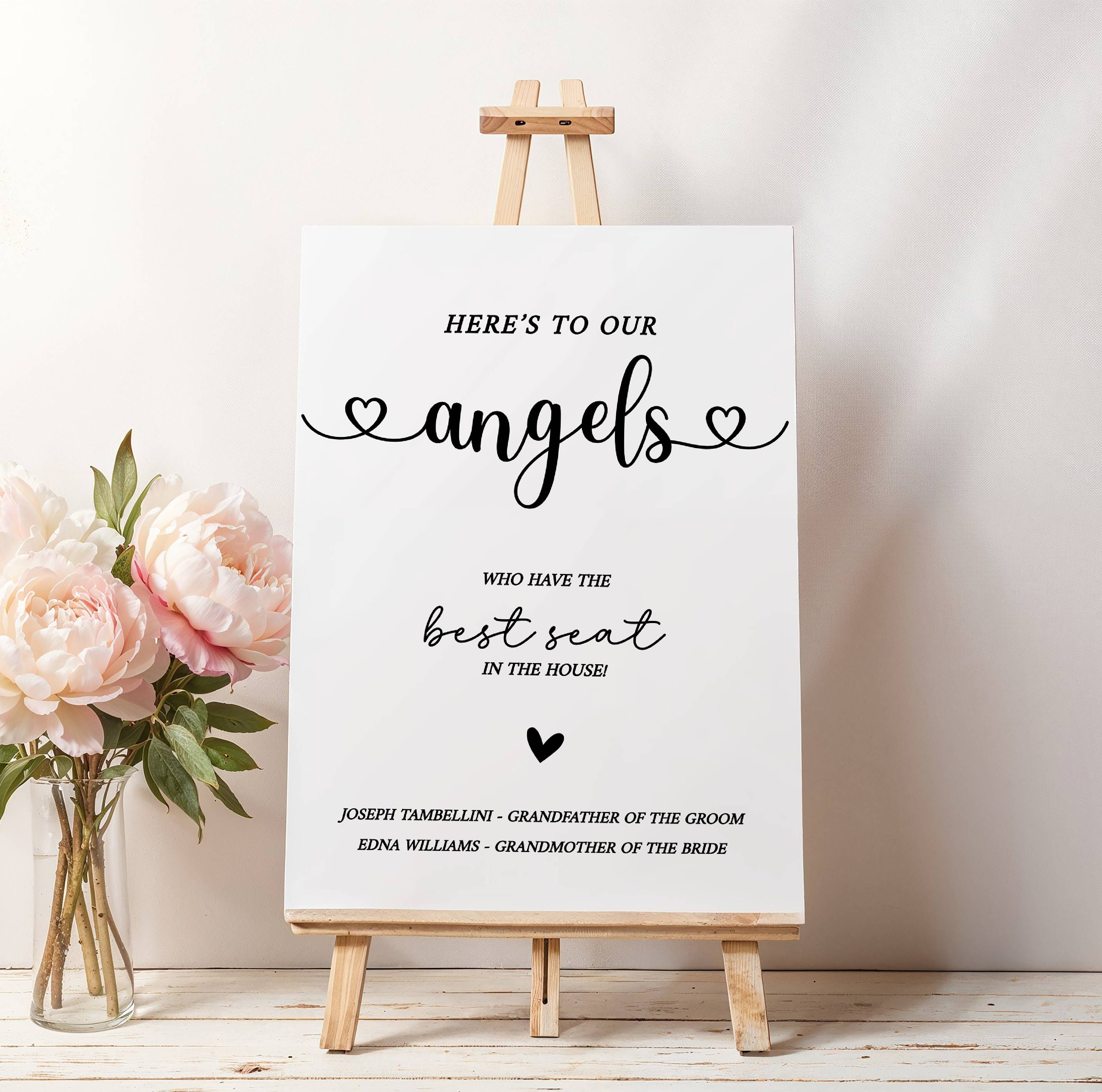 Wedding in Loving Memory Sign, Printable Here's to Our Angels Memory ...