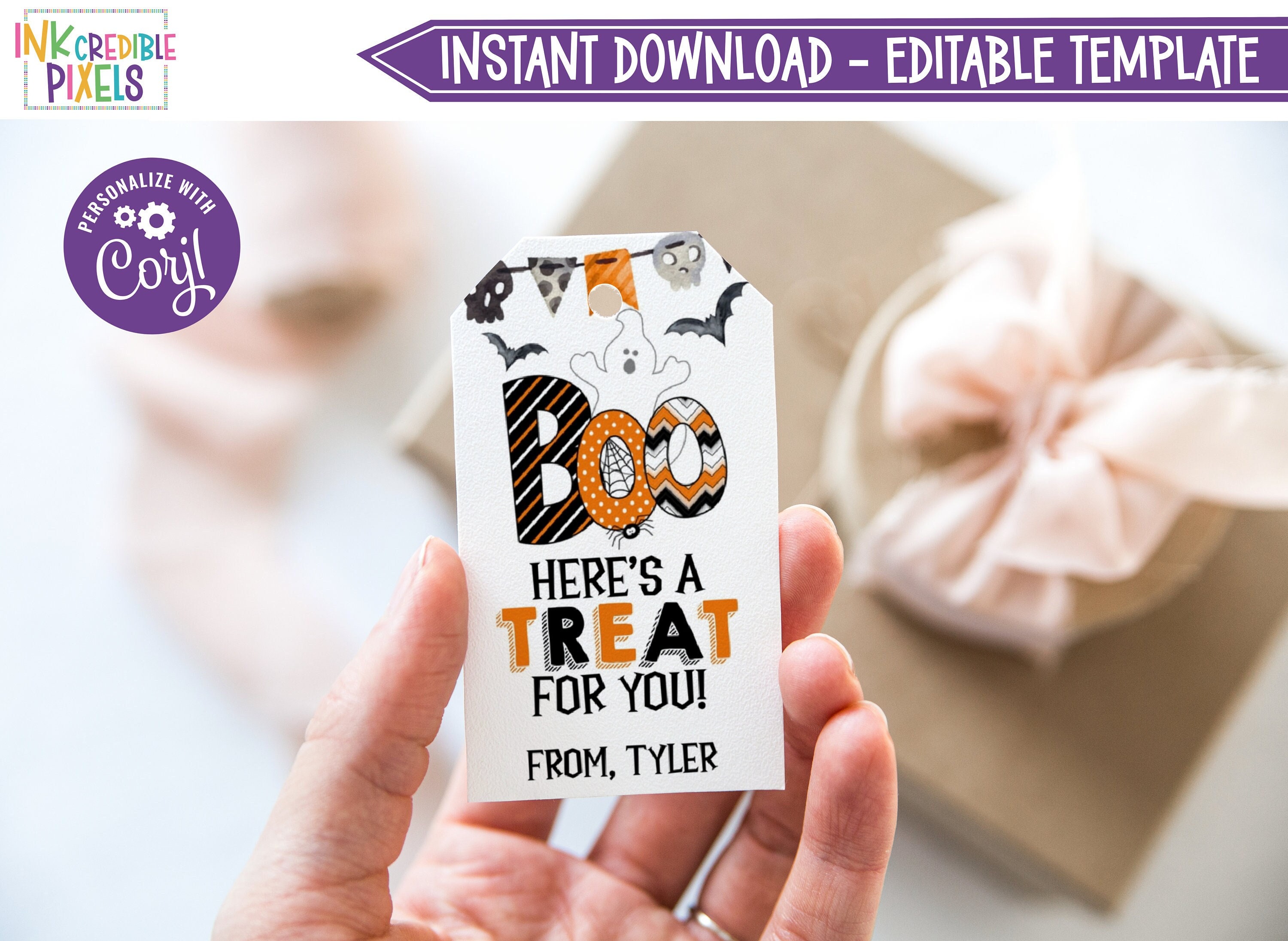 Editable Halloween Tag, Printable Halloween Treat Tag, Boo Ghost Tag ...