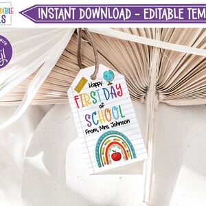 Editable Back to School Favor Tag, Back to School Treat Tag, First Day ...