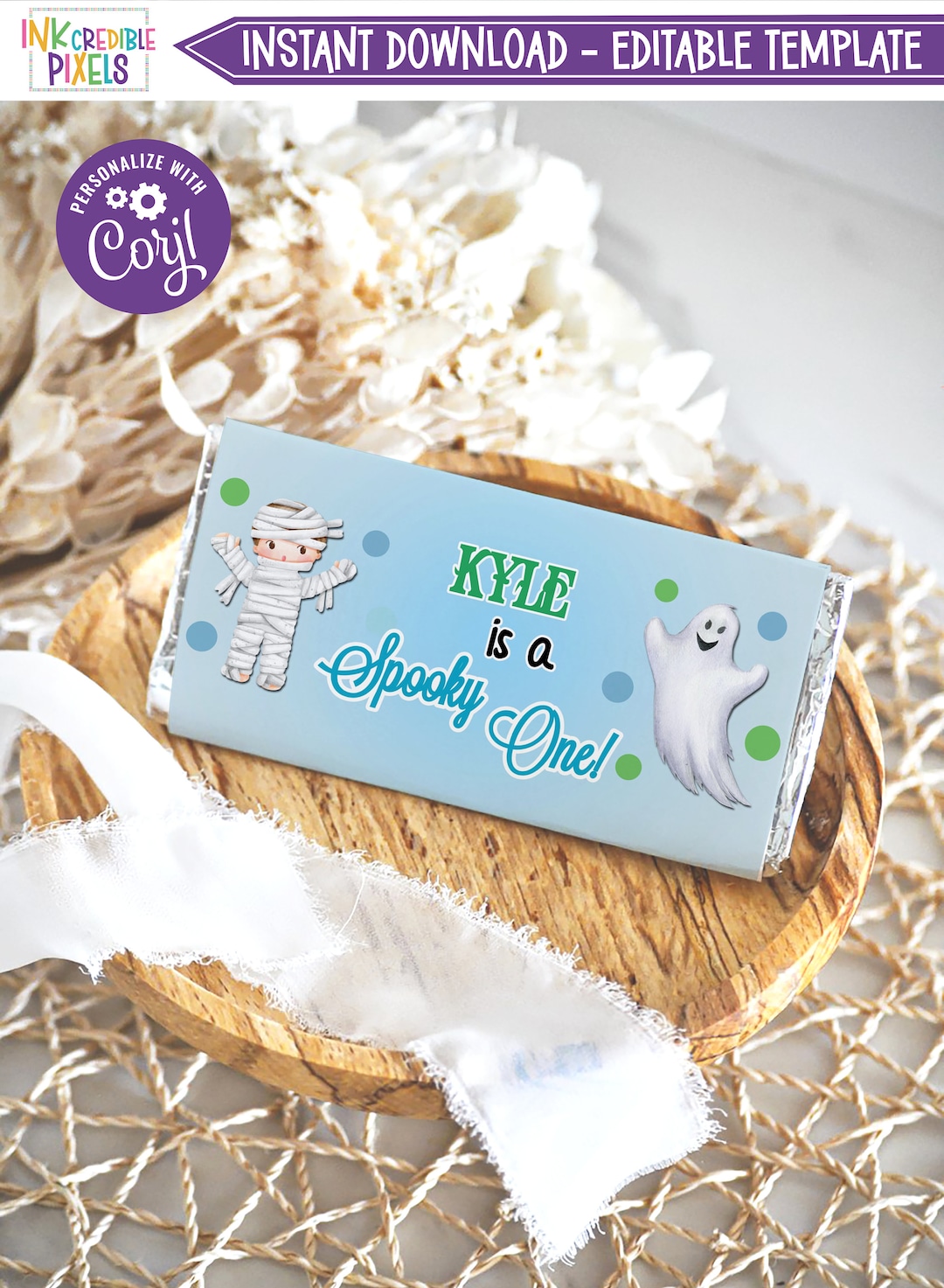 Editable Halloween Candy Bar Wrapper, Spooky One Chocolate Bar Wrapper ...