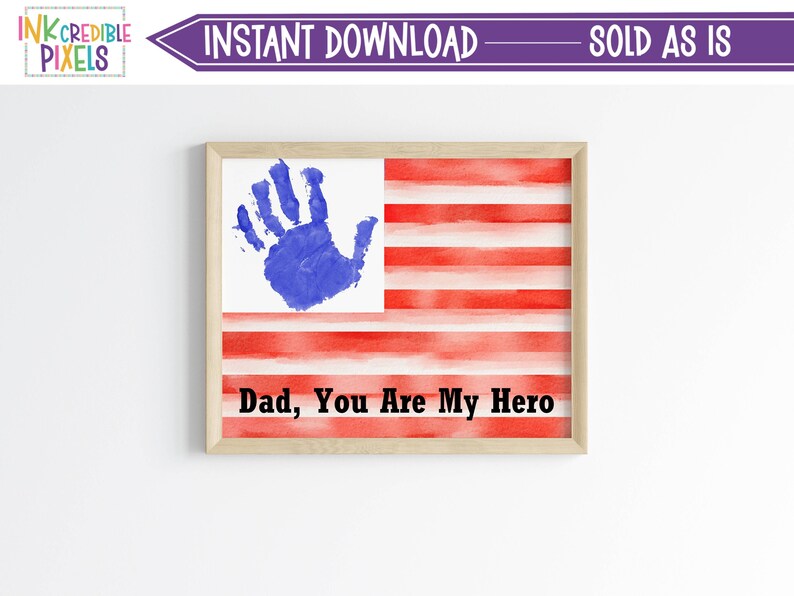 You Are My Hero Father's Day Handprint Art, Military, Soldier Gift ...
