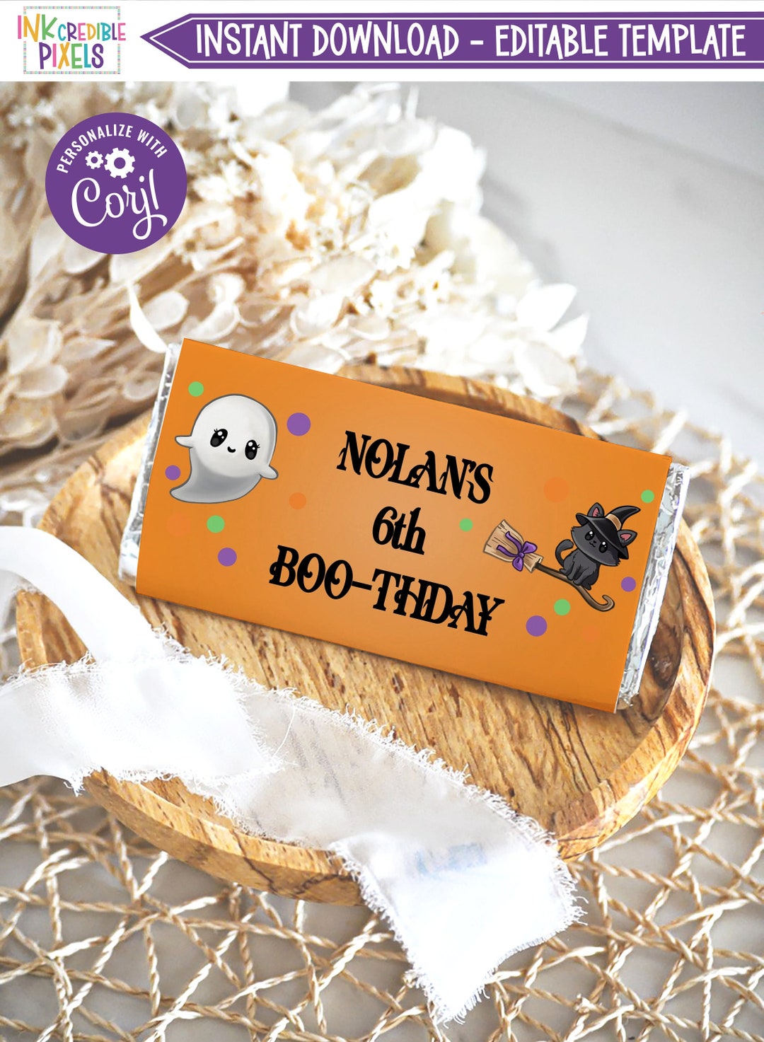 Editable Halloween Candy Bar Wrapper, Chocolate Bar Wrapper, Candy Bar ...