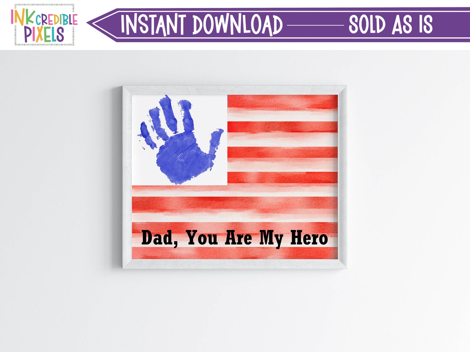 You Are My Hero Father's Day Handprint Art, Military, Soldier Gift ...