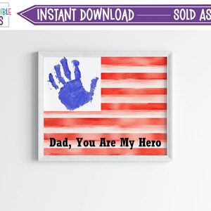 You Are My Hero Father's Day Handprint Art, Military, Soldier Gift ...