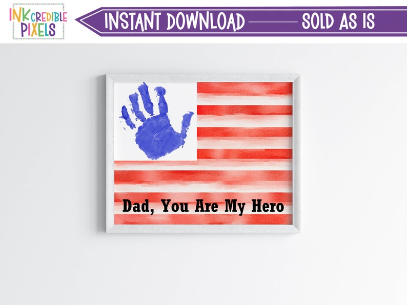You Are My Hero Father's Day Handprint Art, Military, Soldier Gift ...
