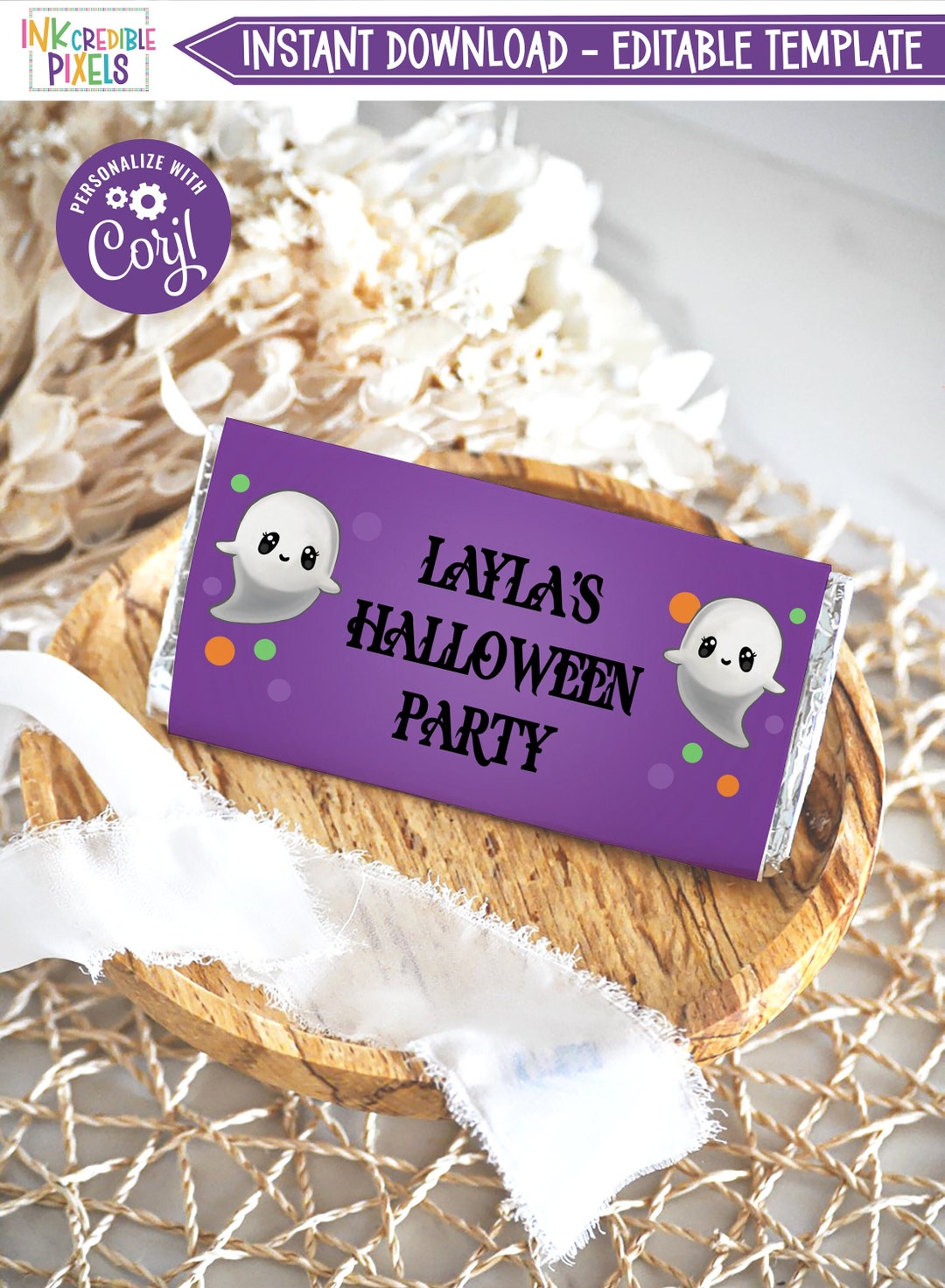 Editable Halloween Candy Bar Wrapper, Chocolate Bar Wrapper, Candy Bar ...