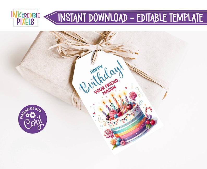 Printable Happy Birthday Tags, Happy Birthday Gift Tag, Birthday Favor ...