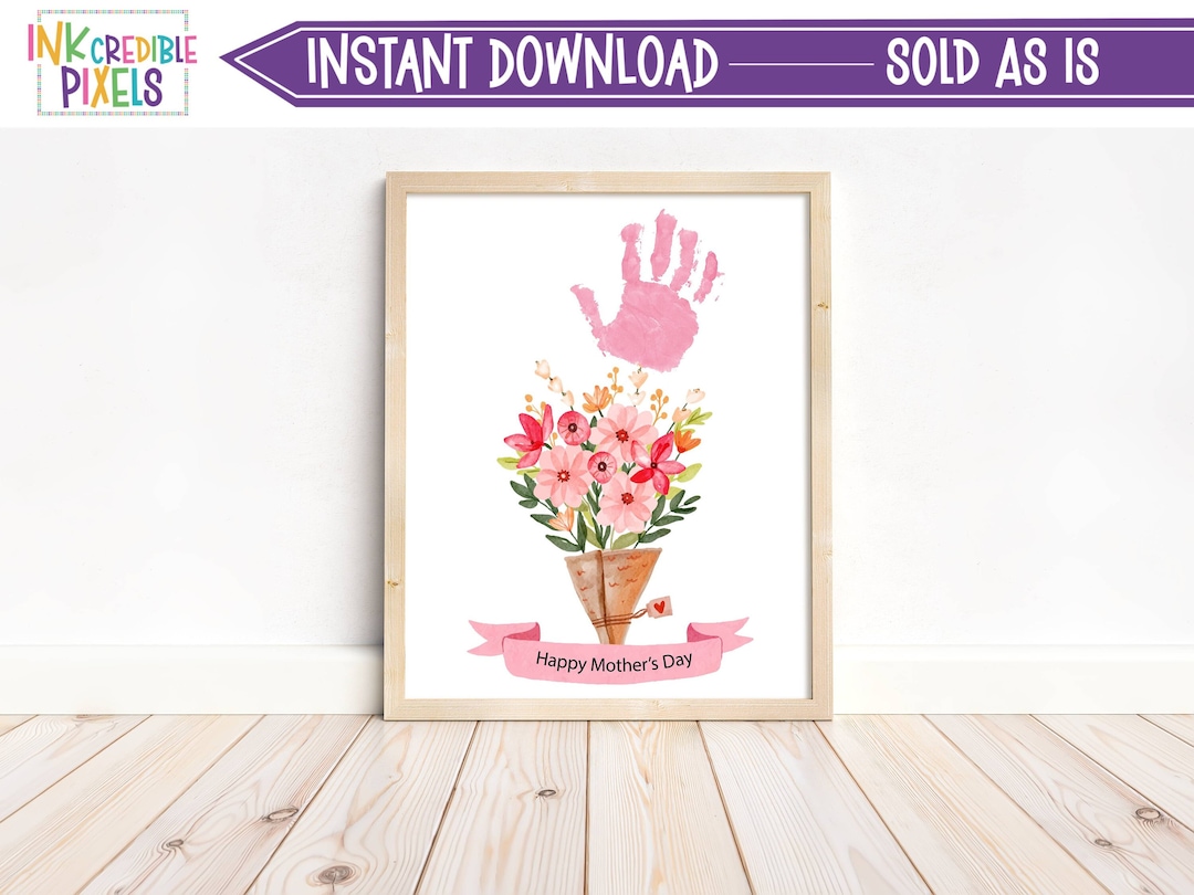 Mother's Day Handprint Flower Art, Mother's Day Gift, Gift for Mom ...
