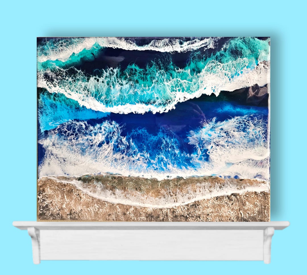 Deep Ocean Waves, Resin Painting. Unique, One in a Kind Art Piece ...