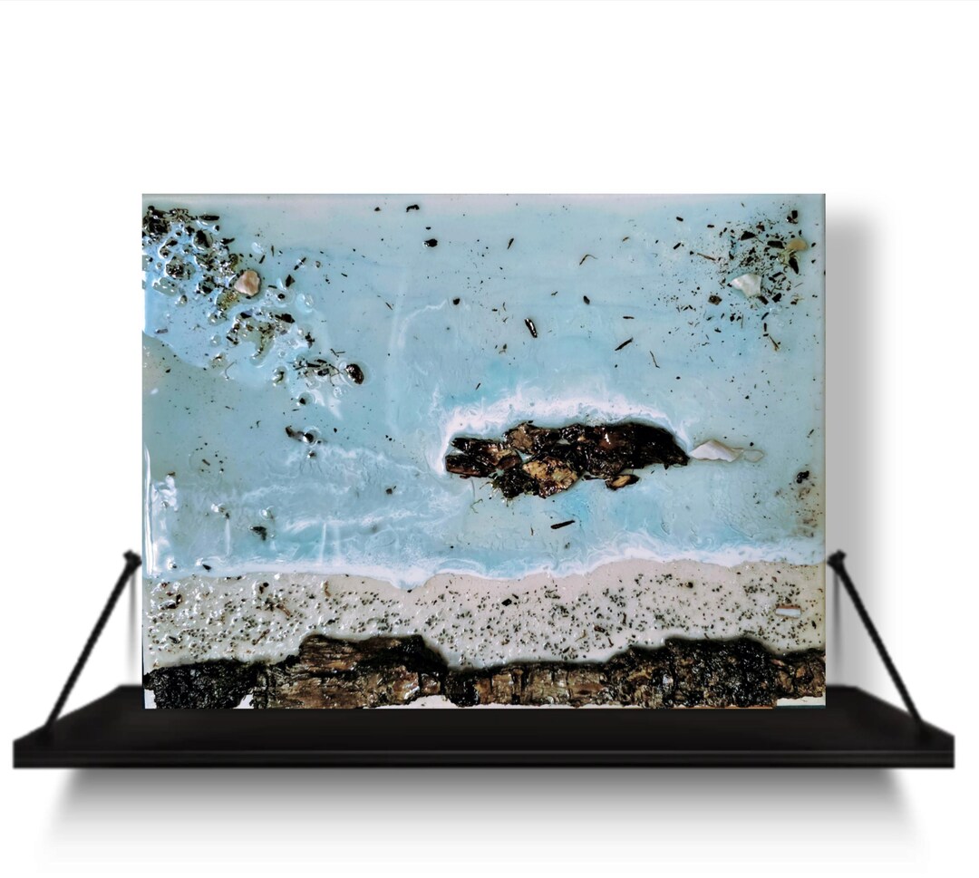 Ocean Resin Art: Sand & Wood Inclusions - Coastal Wall Decor - Etsy