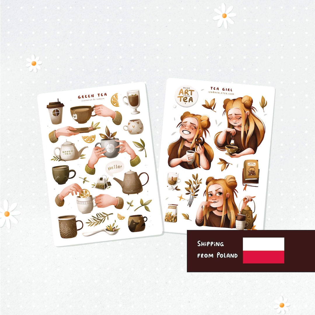 Tea Time Stickers Planner Sticker Pack Cute Bujo Journaling - Etsy