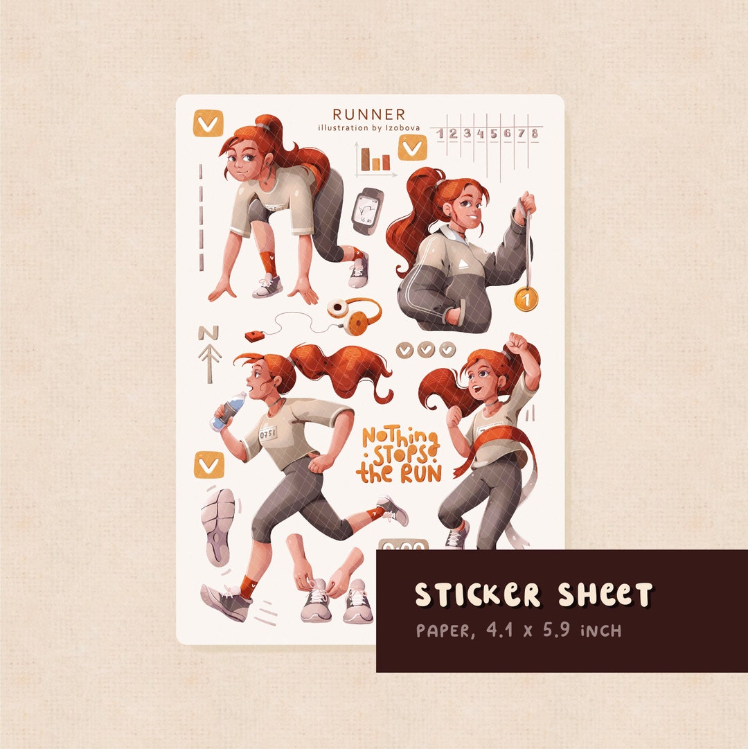 Runner Sticker Sheet Marathon Sticker Jog Sticker Running Gift Gym ...