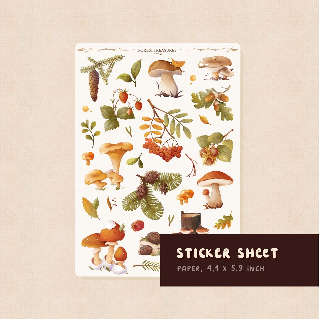 Forest Sticker Sheet Treasures Stickers Fall Nature Chanterelle ...