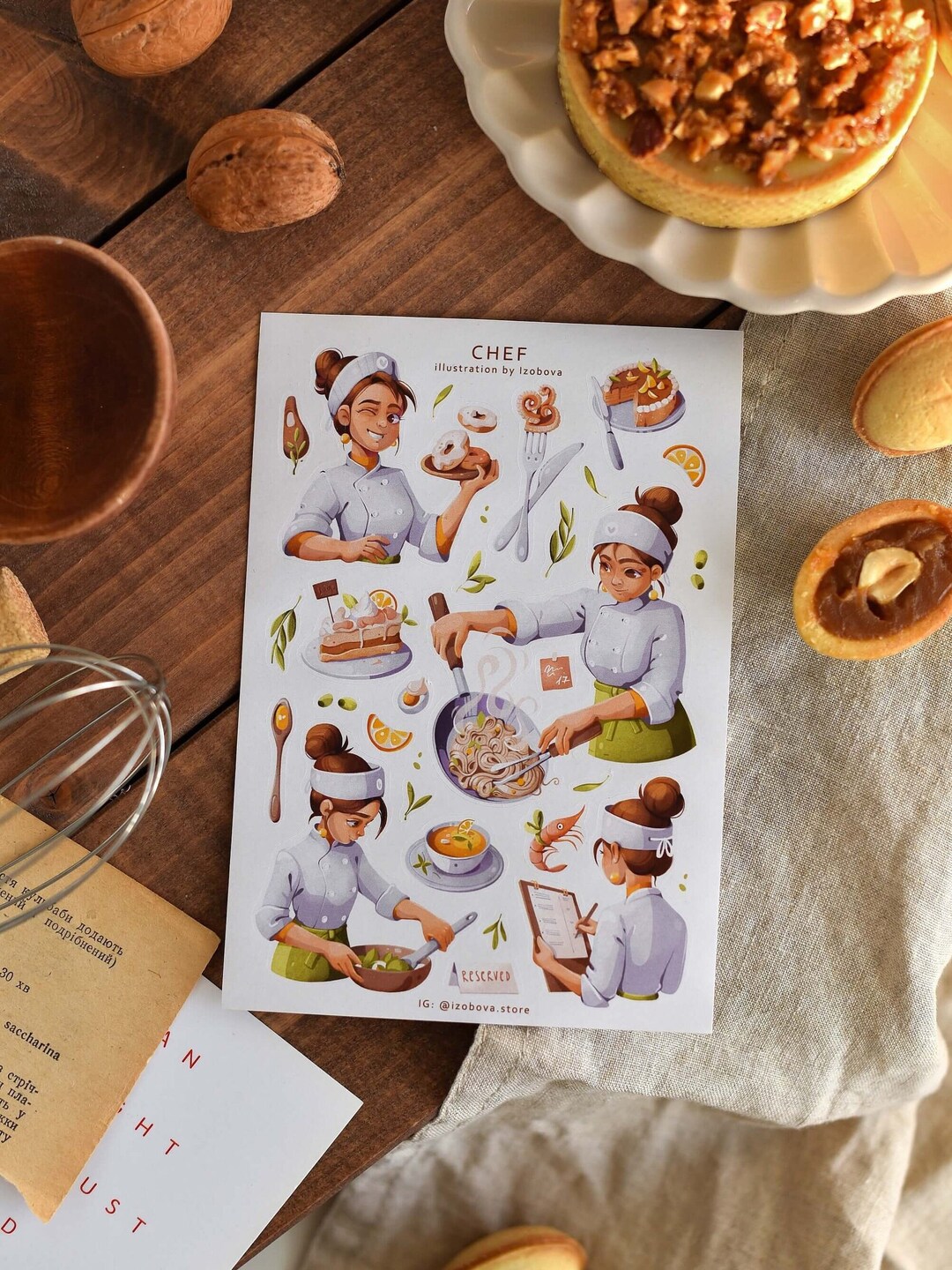 Sticker Sheet Chef Cooking Stickers Food Cooking Gift Sister Aesthetic ...